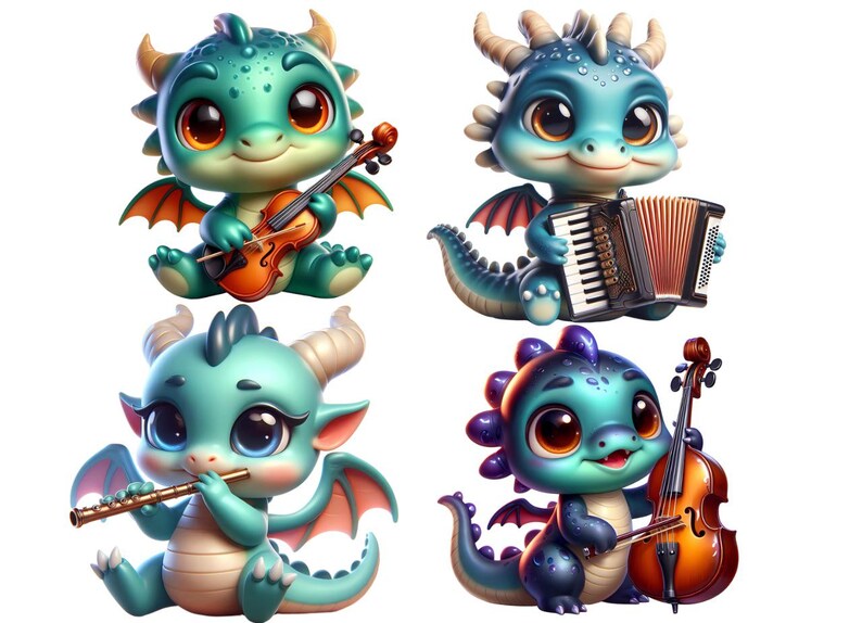 Dragon and Musical Instruments , 9 PNG Baby Dinosaur Clipart, Baby ...