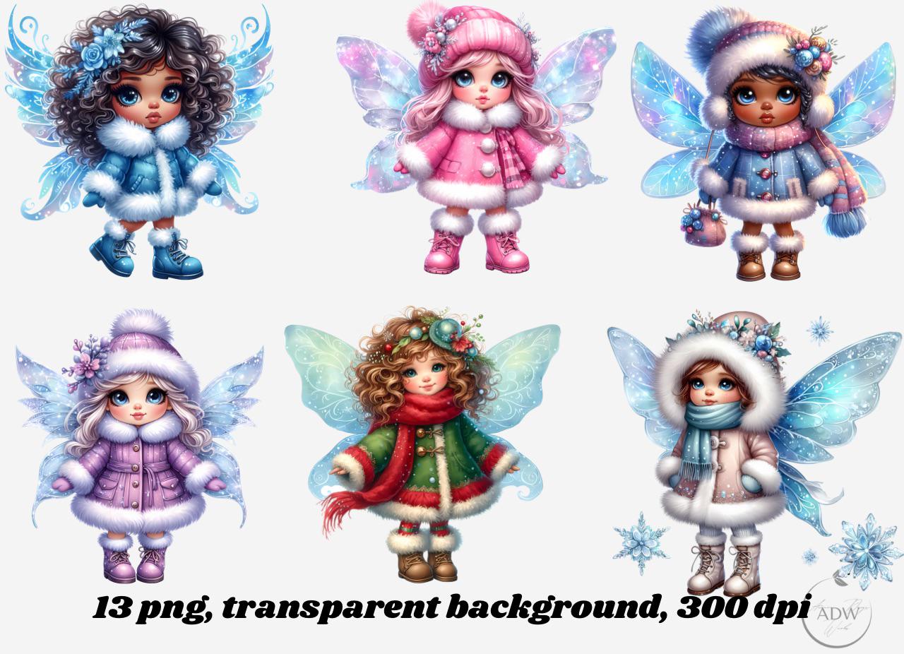 Winter Fairy Clipart Bundle: Christmas Snow Fairies (PNG, Digital ...