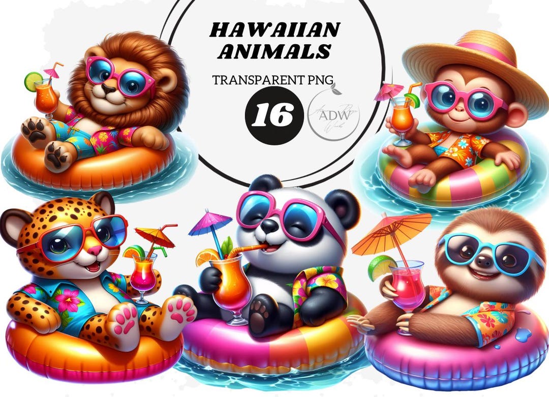 Hawaiian Animals Clipart: Tropical PNG Prints (digital Download) - Etsy