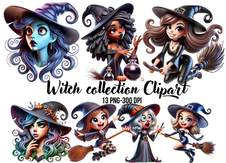 13 Witches Clipart,freaky Witch PNG Spooky Clipart,scary Clipart,gothic ...
