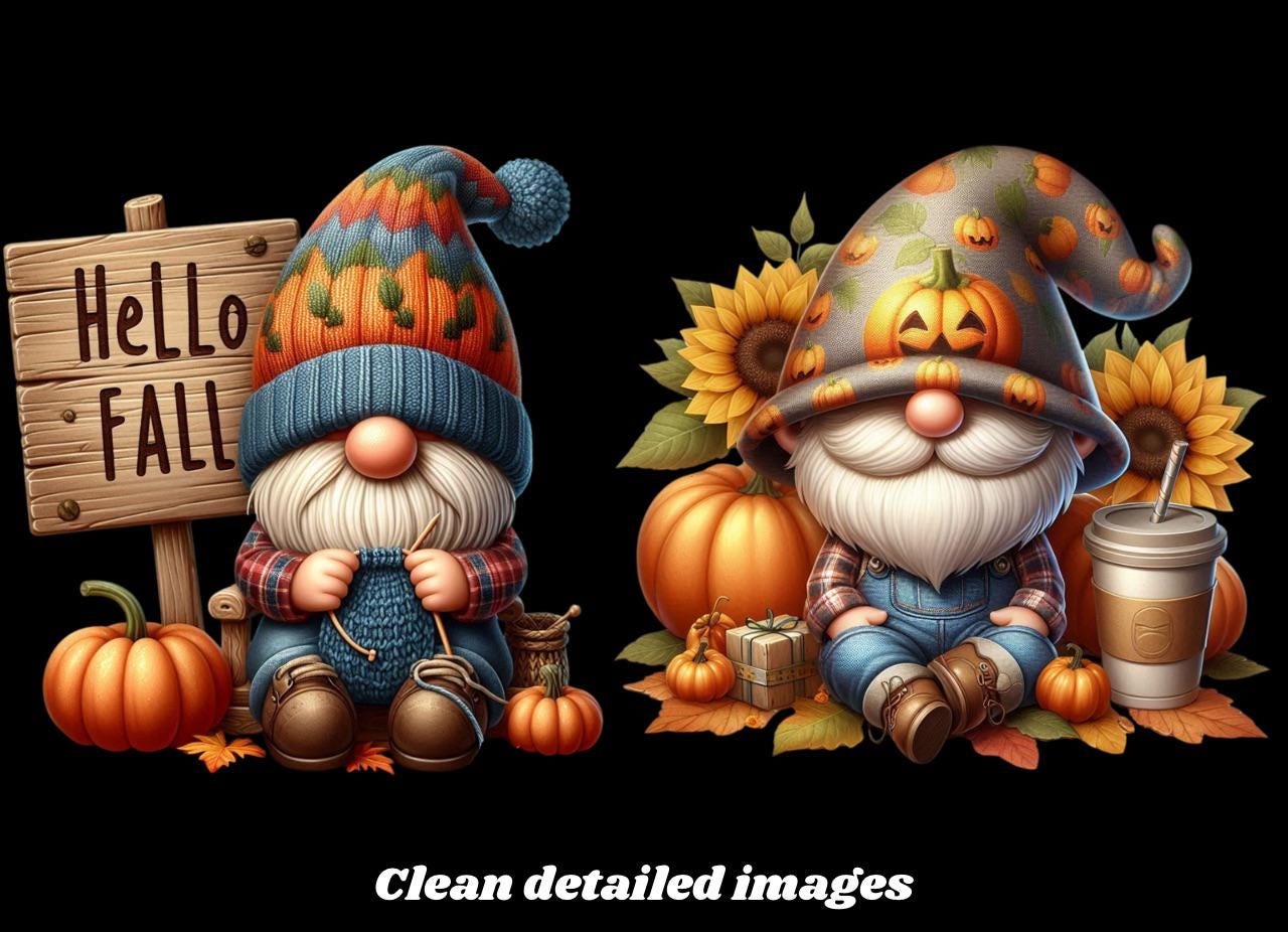 Watercolor Fall Gnome Clipart: Autumn Gnomes PNG (commercial Use) - Etsy