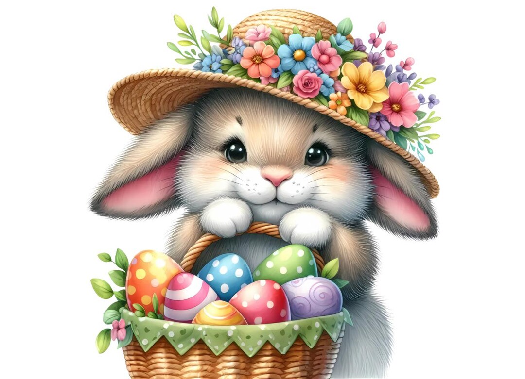 Easter Bunny and Chick Clipart, Spring Easter PNG - Etsy