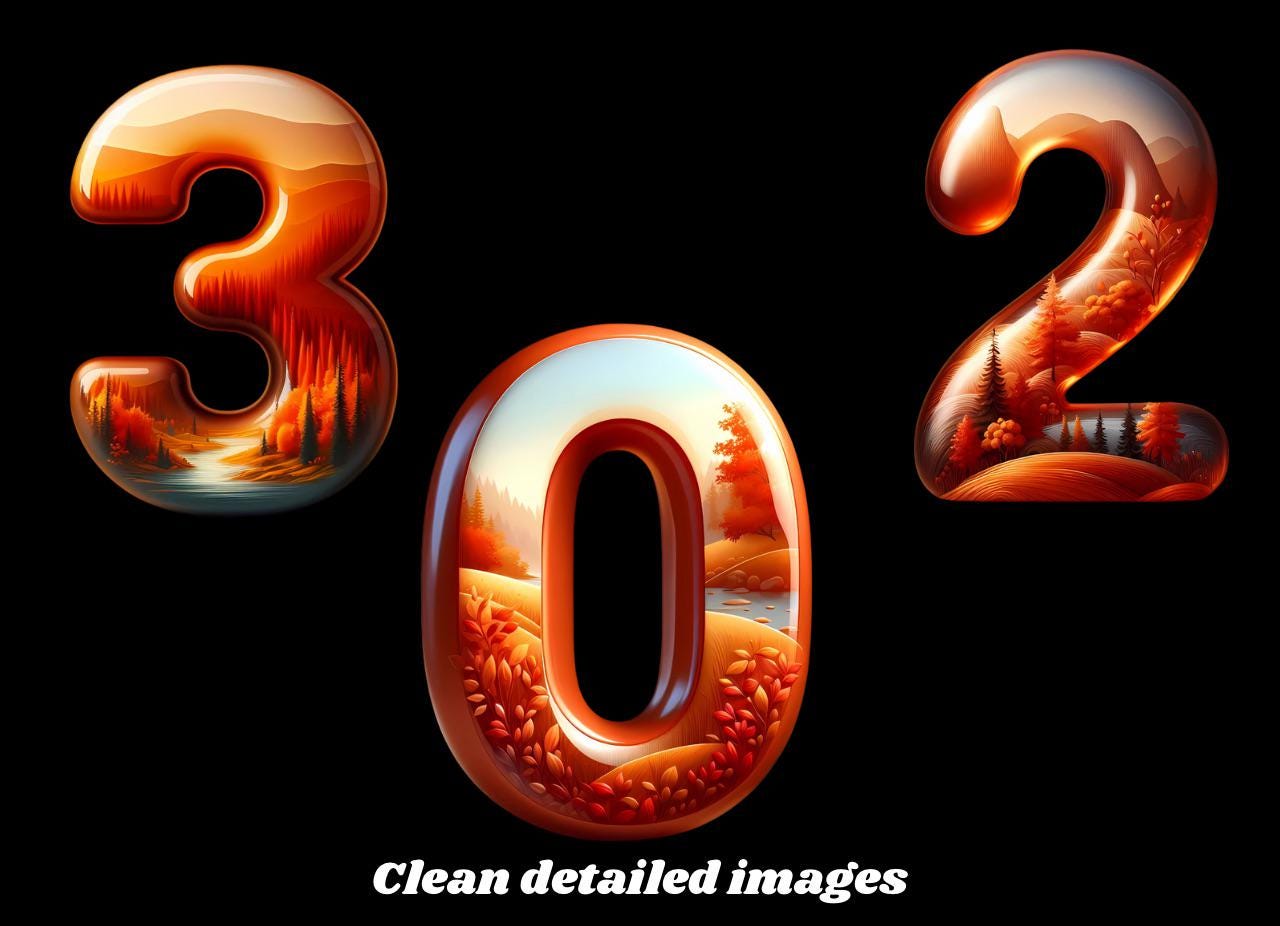 Autumn Watercolor Numbers Clipart: Fall PNG Digits (digital Download ...
