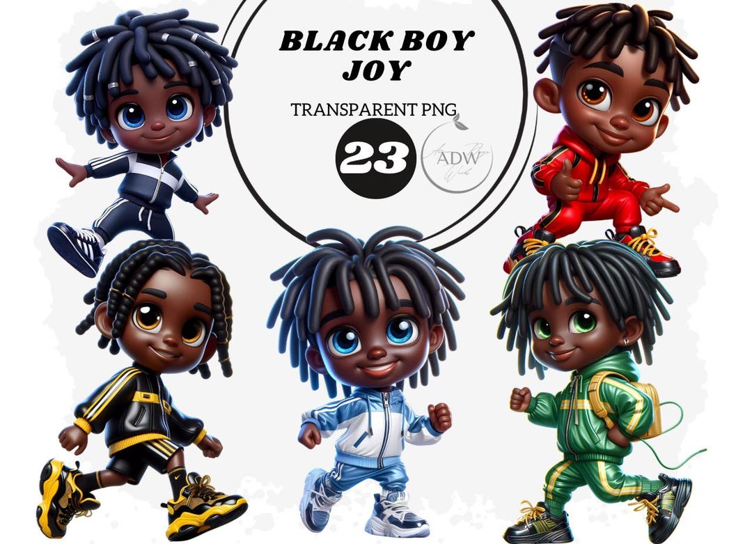 Black Boy Joy Clipart Set: African American PNG Prints (digital ...