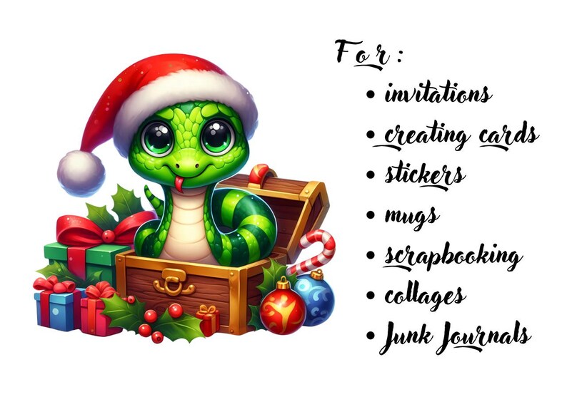 Christmas Snake Clipart: Winter Holiday PNG (digital Download) - Etsy