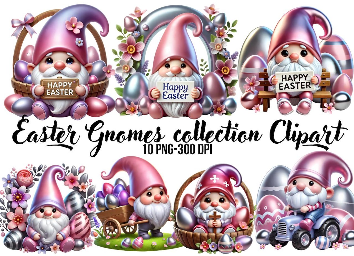 Easter Gnomes Clipart Set: Watercolor PNG Graphics (digital Download ...