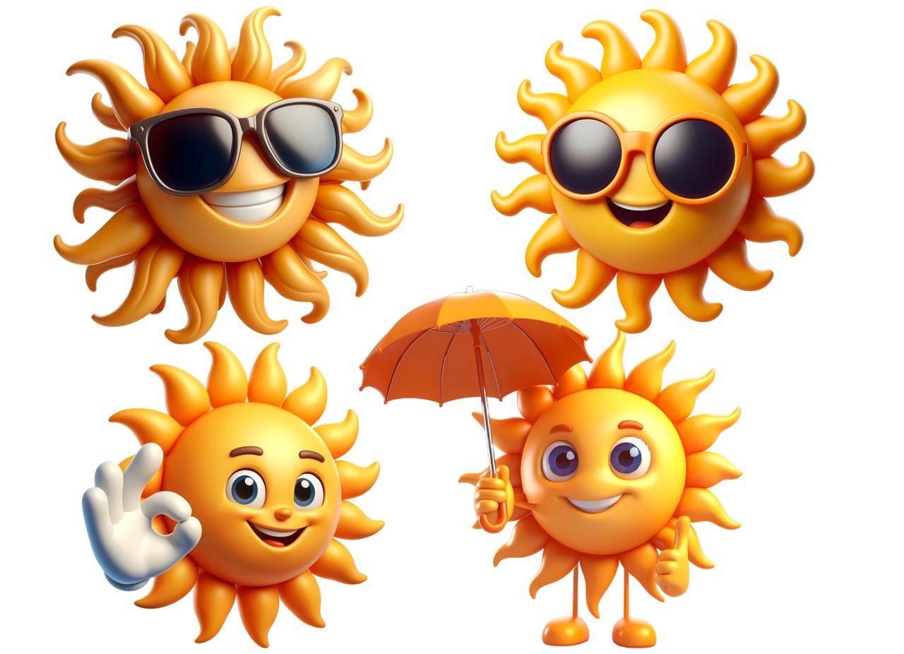 Watercolor Sun Clipart Set: Summer PNG Collection (digital Download) - Etsy