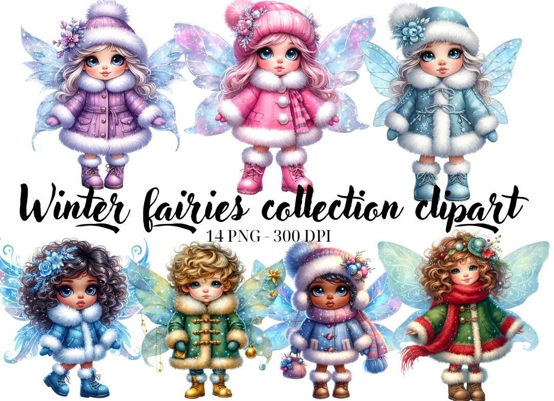 Winter Fairy Clipart Bundle, Christmas Fairies Sublimation Design, Snow ...