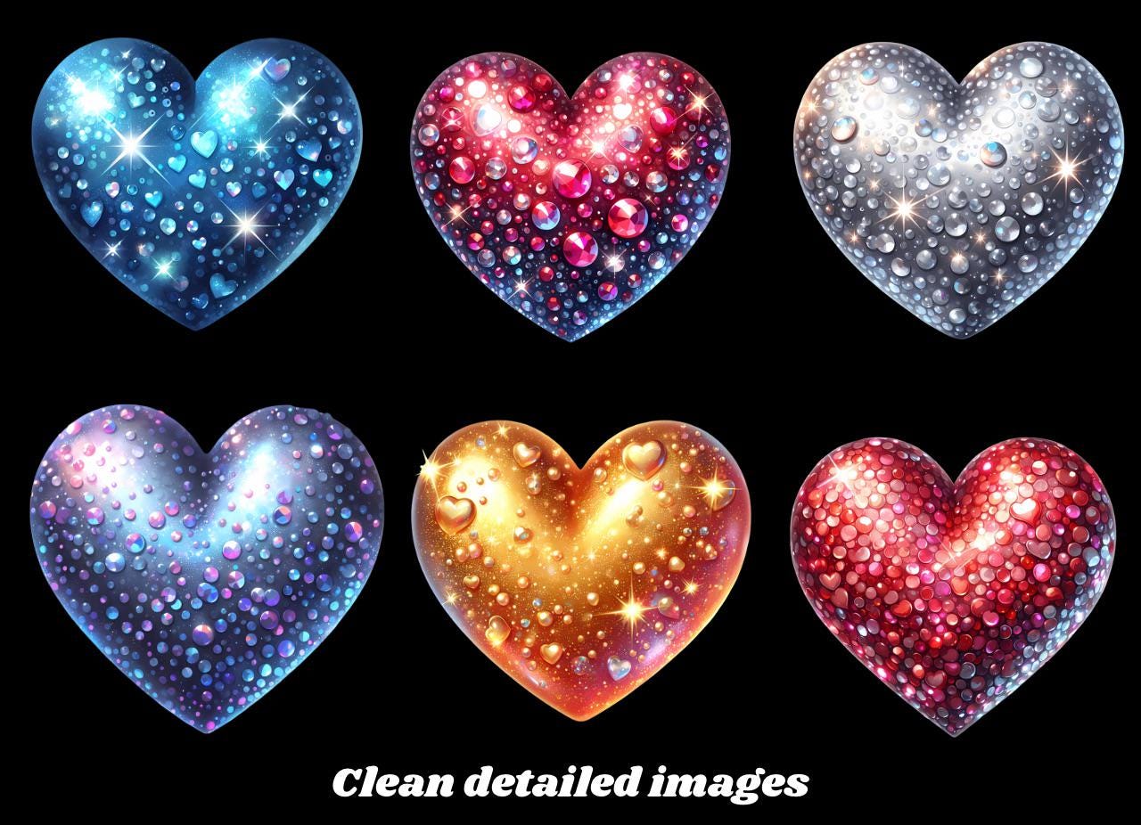 Glitter Hearts Clipart Set: Rainbow Sparkle PNG (digital Download) - Etsy