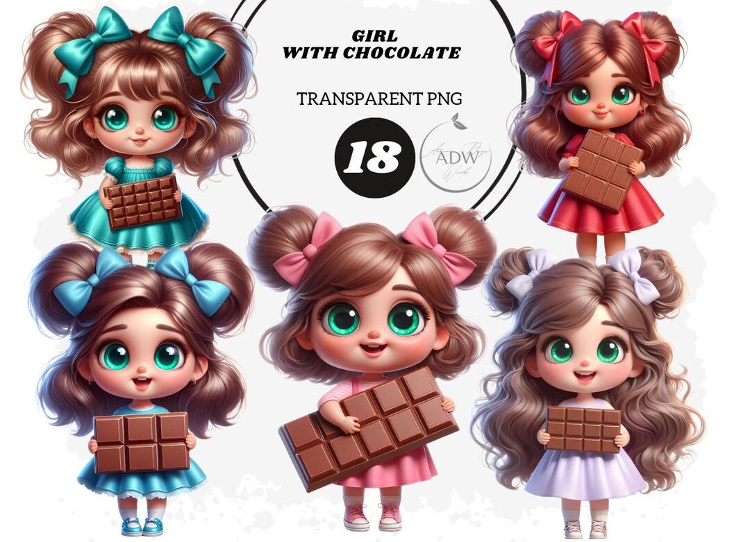 Girl With Chocolate PNG Clipart | Dessert Lover Art (digital Download ...