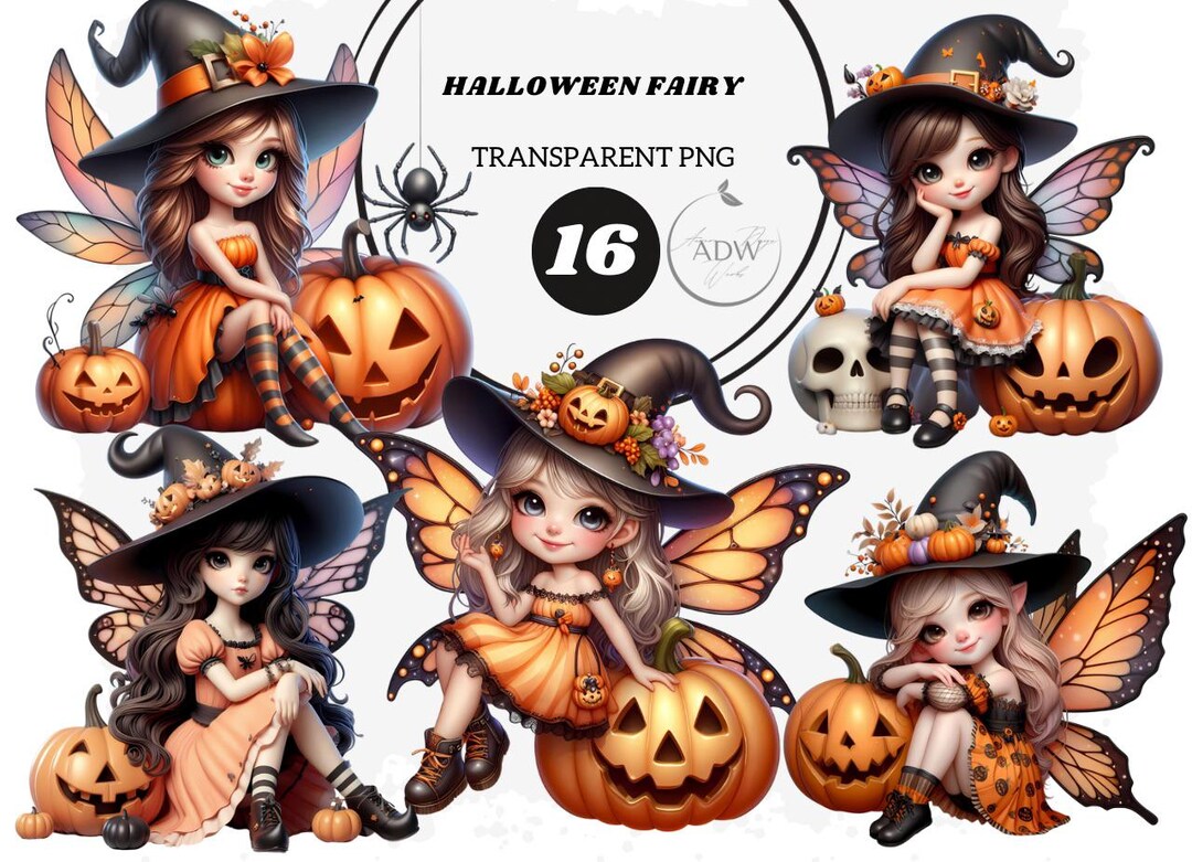 Halloween Fairy PNG Clipart: Witch Costume Illustration (digital ...