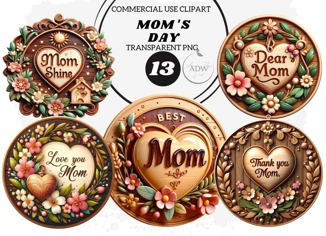 Best Mom, Flower Clipart for Mom, Mothers Day Gift, Mother and Child ...
