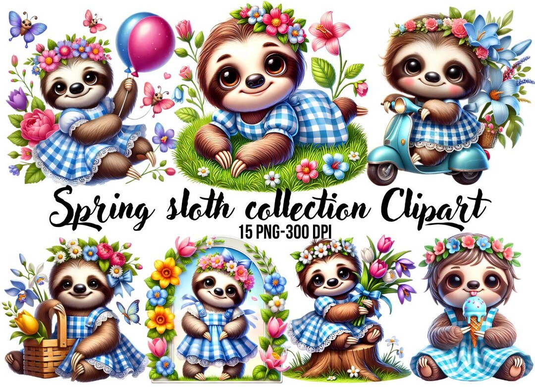Cute Sloth, Watercolor Sloth Nursery, Spring Forest Animals, Baby Sloth ...