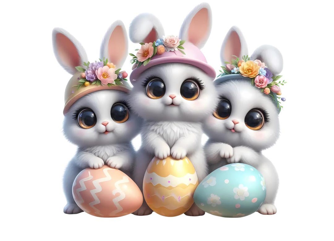 Easter Whimsical Bunny Clipart – Pastel Rabbit, Spring Watercolor PNG ...