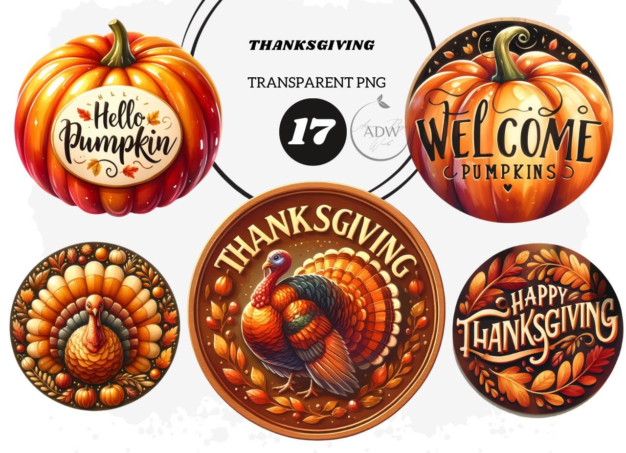 Thanksgiving Clipart Bundle: Fall Ornament PNG Files (digital Download ...