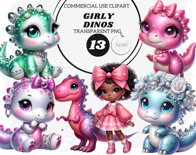 Delightful Dinosaurs - Dinosaurs for Girls - Clip Art and Digital Paper ...