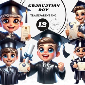 Graduation Boy Clipart PNG, Cute Graduate Digital Download, Graduation ...