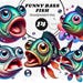 Funny Bass Watercolor Clipart: Laughing Fish PNG Set (digital Download ...