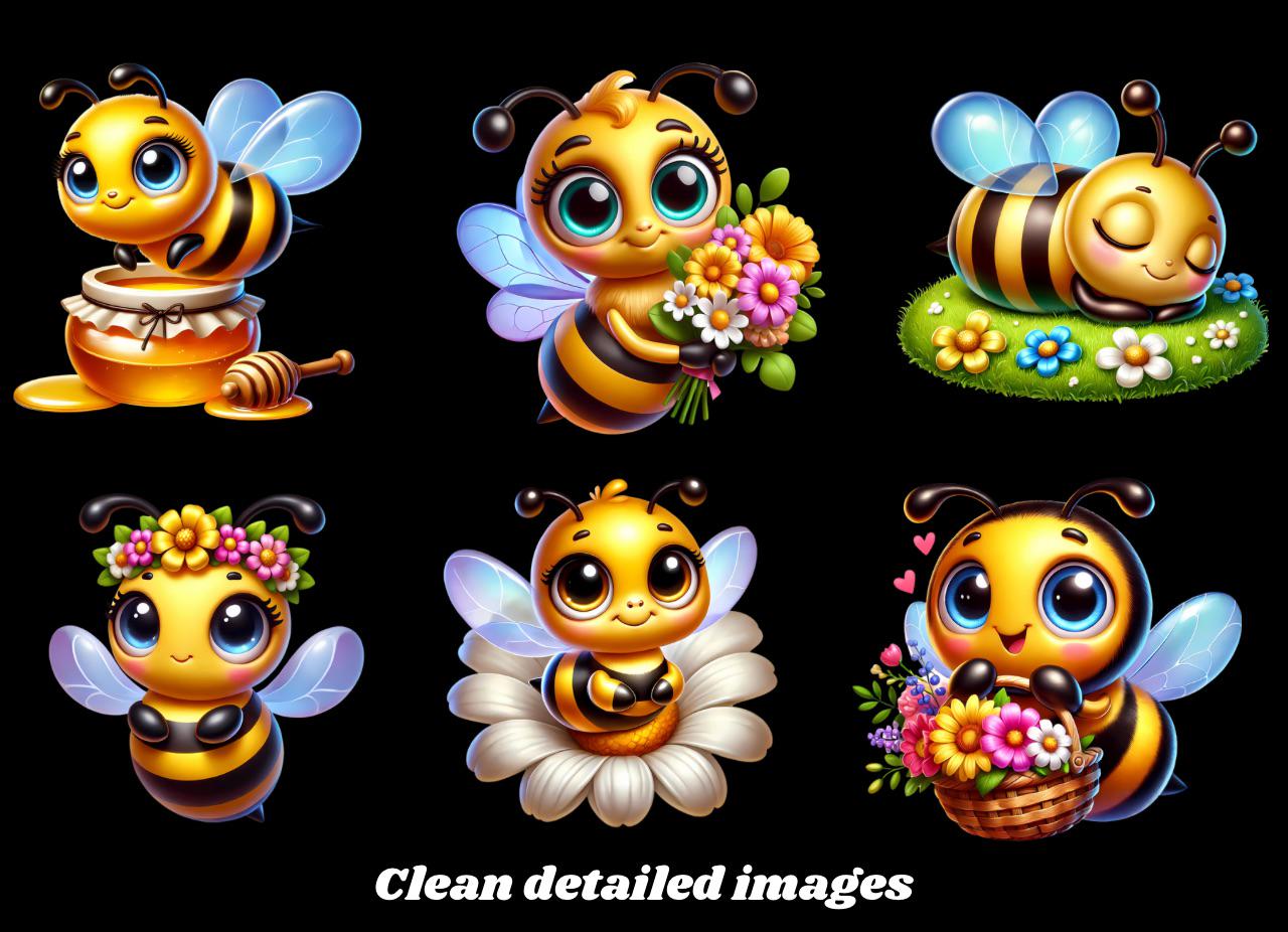 Floral Bee Clipart: Spring Daisies, Baby Room Decor (PNG Files) - Etsy