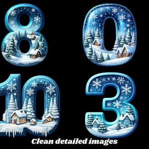 Festive Watercolor Christmas Numbers Clipart PNG: Holiday Digital ...