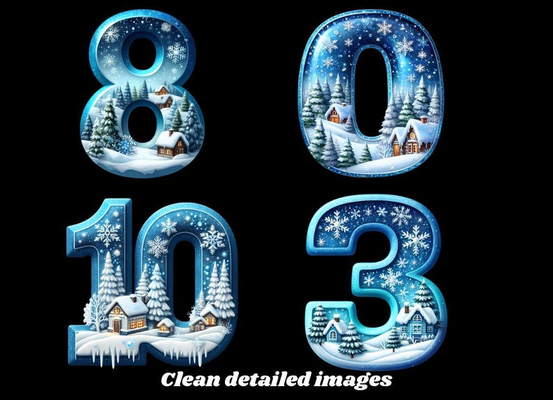 Festive Watercolor Christmas Numbers Clipart PNG: Holiday Digital ...