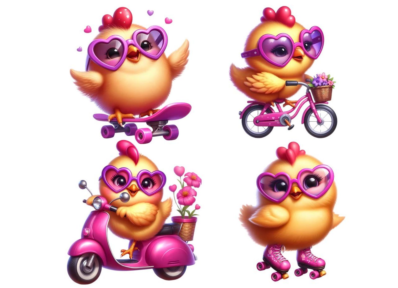 Cute Chickens Clipart, Pink Chickens PNG, Chicken Clipart, Chicken of ...