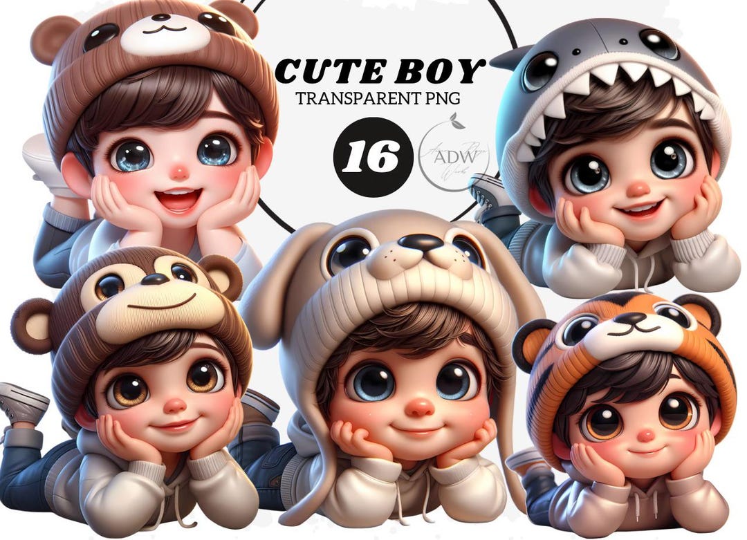 Cute Boys in Costumes Clipart, Animal Clipart, Cute Boys, Cute Animals ...