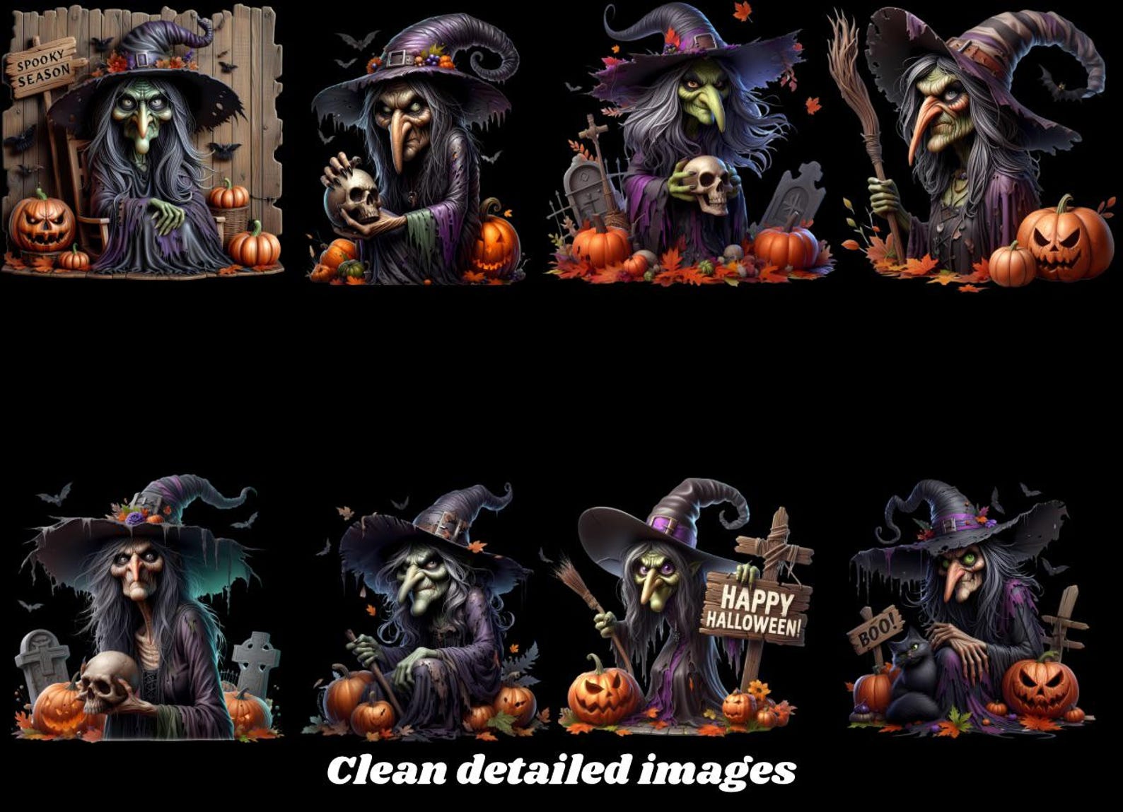 Halloween Witch Clipart, Bad Witch Halloween Clipart, Spooky Halloween ...