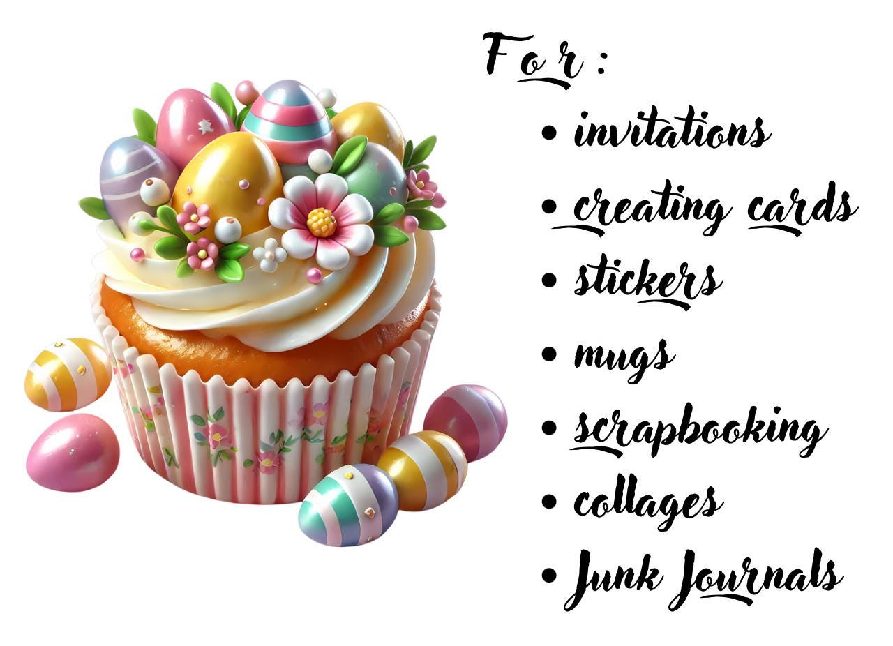 Easter Cupcakes Clipart: Watercolor Desserts Graphics (digital Download ...