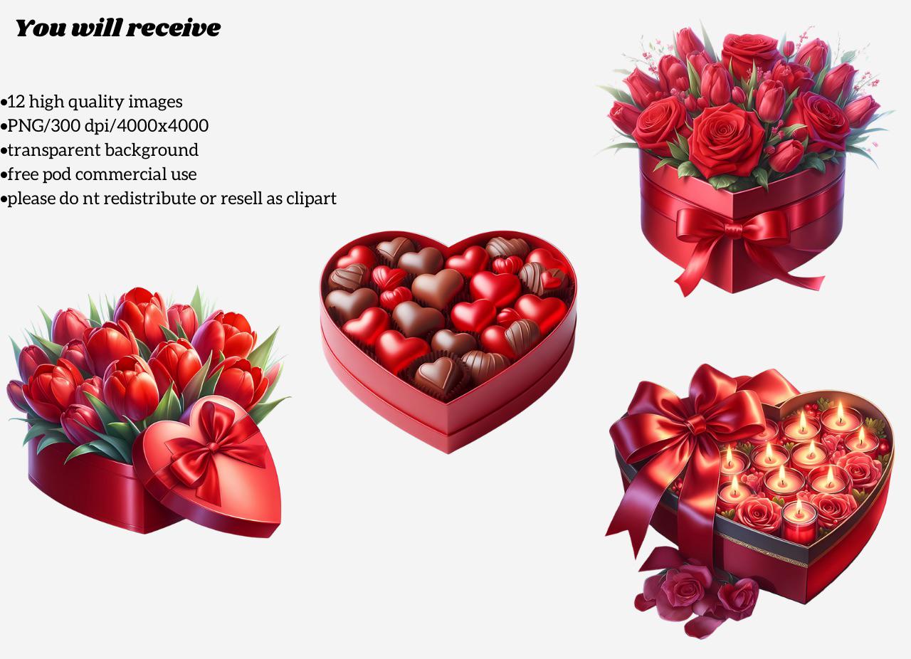 Romantic Gift Box Clipart | Red Love Present | Valentine Gift PNG - Etsy