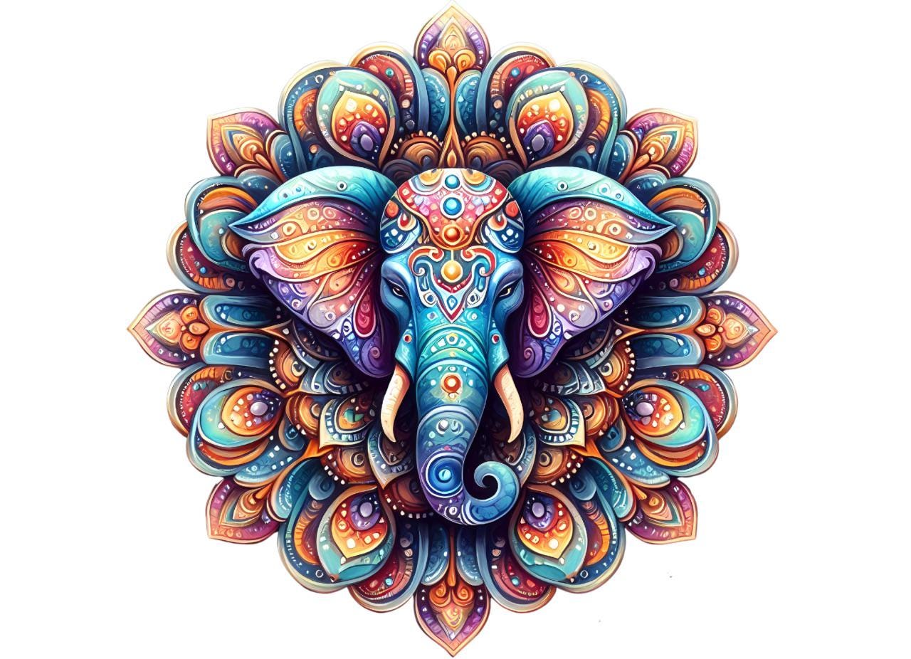 Mandala Elephant PNG: Colorful Wall Art Print (digital Download) - Etsy