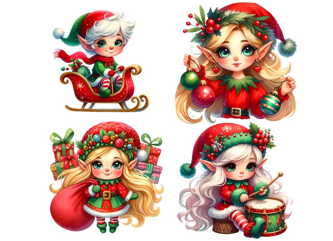 Christmas Elves Clipart, Christmas Clipart, Elves Clipart, Christmas ...