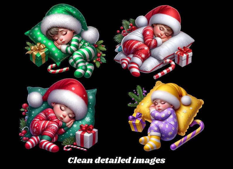Watercolor Christmas Baby Clipart: Newborn Holiday PNG (digital ...