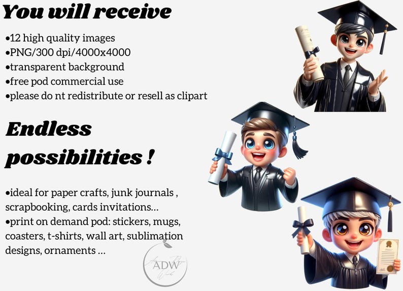 Graduation Boy Clipart PNG, Cute Graduate Digital Download, Graduation ...