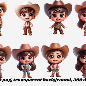 Cowboy Kids Clipart Set: Wild West PNG Illustrations (digital Download ...