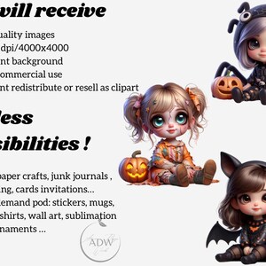 Halloween Girls Clipart | Cute Kids in Costumes PNG | Trick or Treat ...