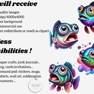 Funny Bass Watercolor Clipart: Laughing Fish PNG Set (digital Download ...
