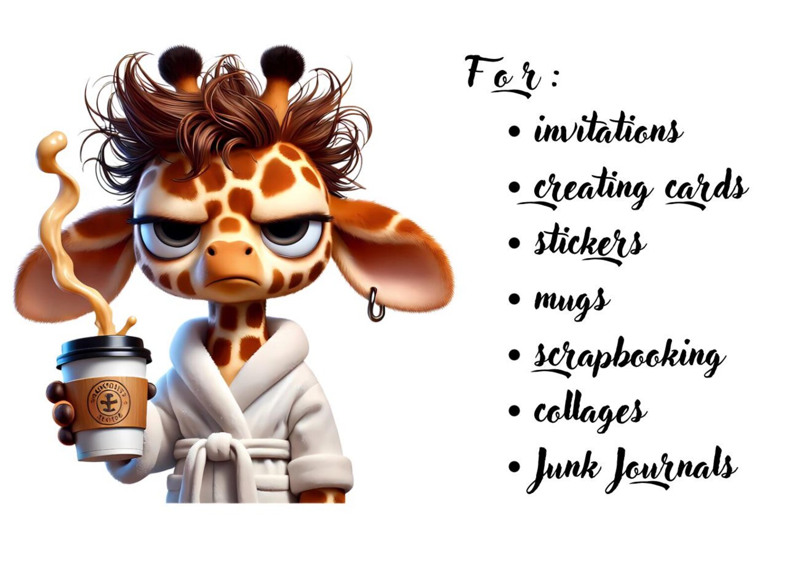 Grumpy Coffee Animals Clipart Set, Cartoon PNG Files (digital Download ...