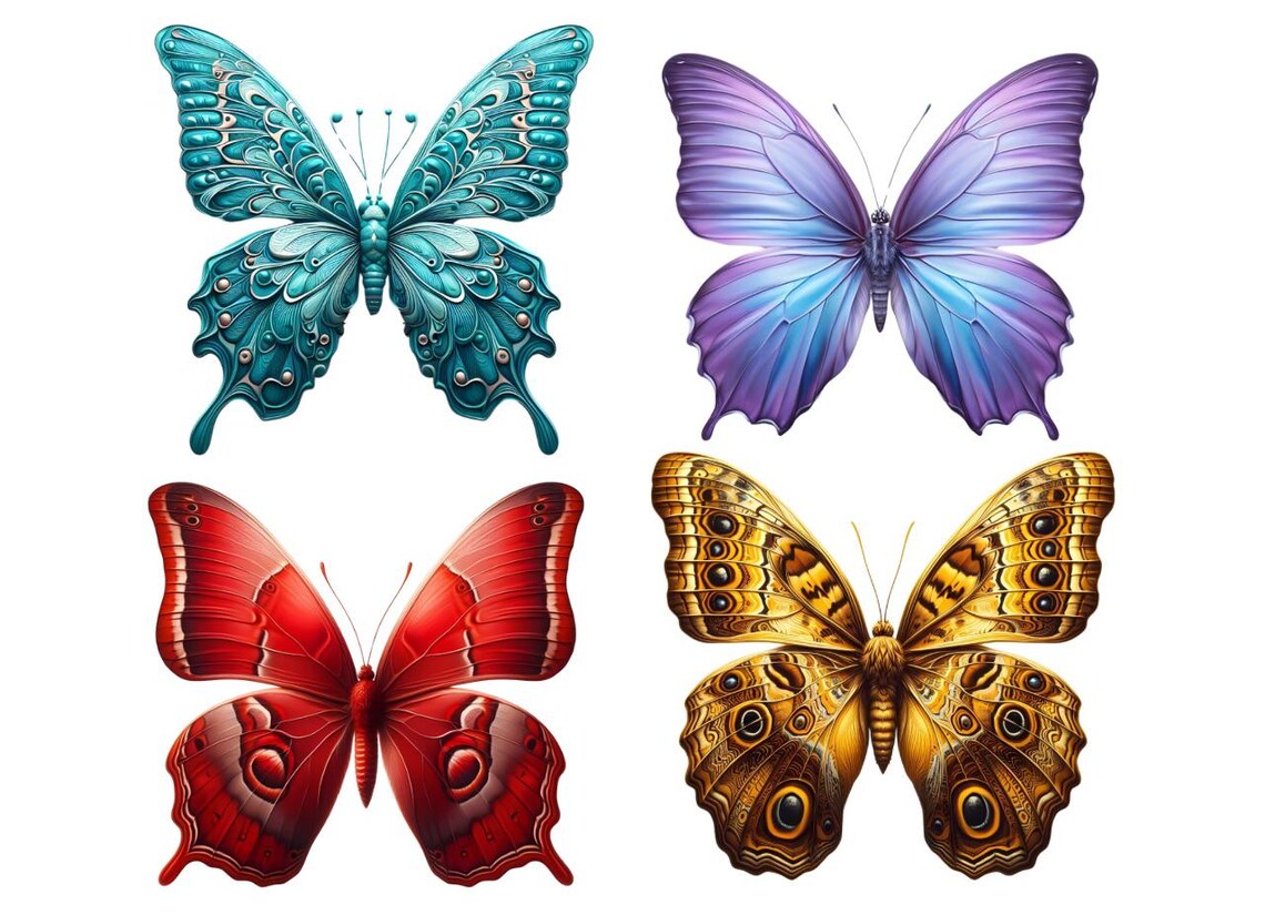 Watercolor Butterfly Clipart: Spring Insect PNG Graphics (commercial ...