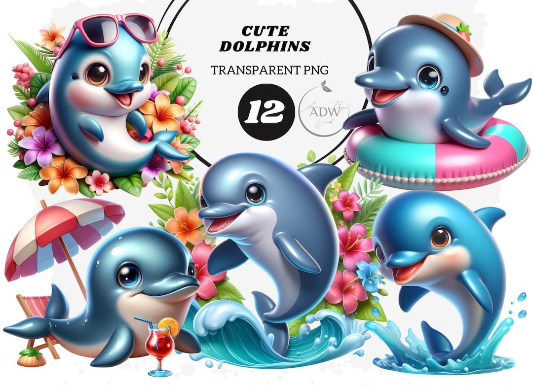 Cute Dolphin Clipart, Baby Dolphin Clipart PNG, High Quality Digital ...