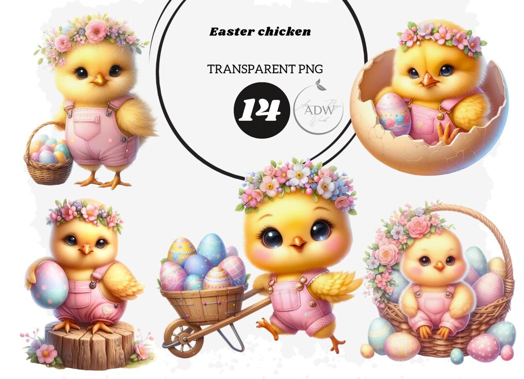 Easter Chicken Clipart PNG – Spring Chick Illustration, Watercolor Farm ...