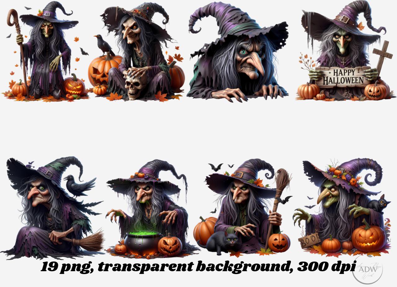 Halloween Witch Clipart, Bad Witch Halloween Clipart, Spooky Halloween ...