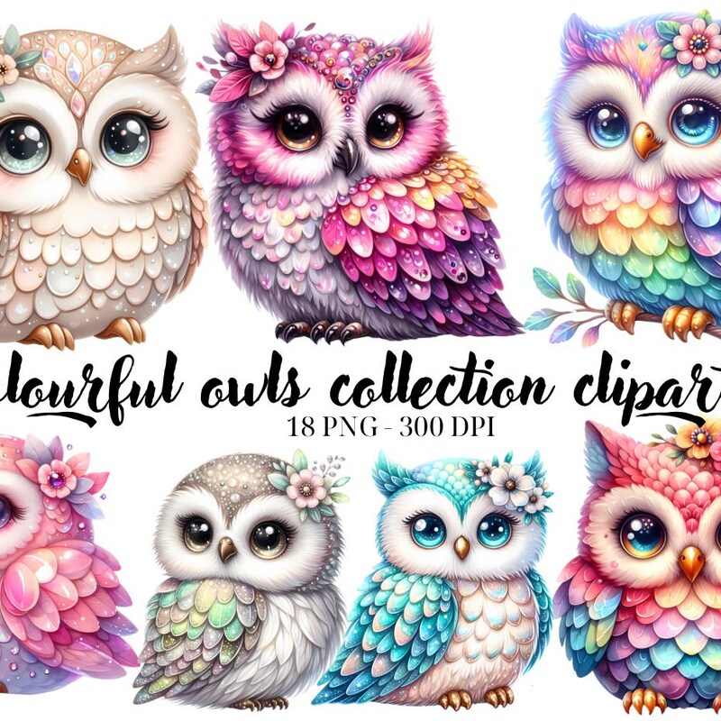 Pink Owl Clipart - Etsy
