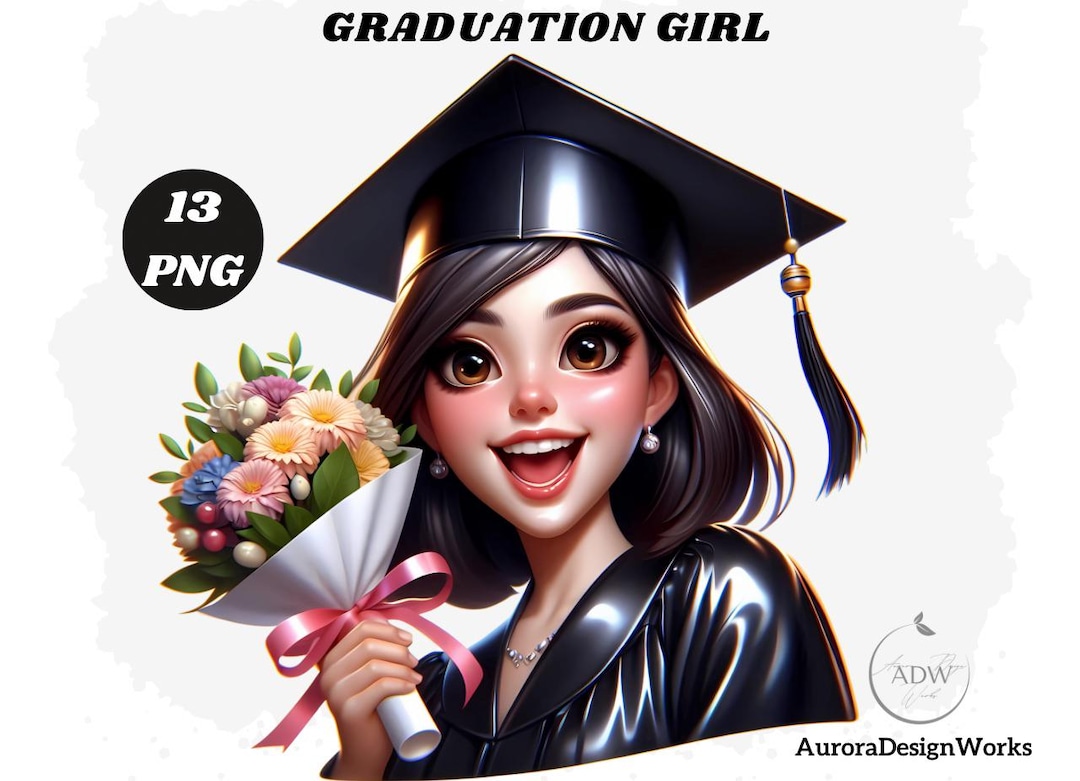 Graduation Girl Clipart PNG, Graduate Digital Art (digital Download) - Etsy