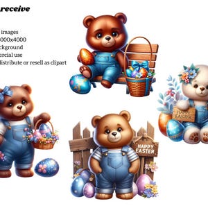 Easter Teddy Bear Clipart Bundle: PNG Graphics (commercial Use) - Etsy ...