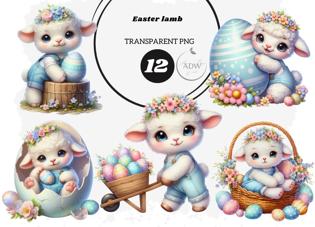 Easter Lamb Clipart PNG – Spring Baby Lamb, Watercolor Farm Animal ...