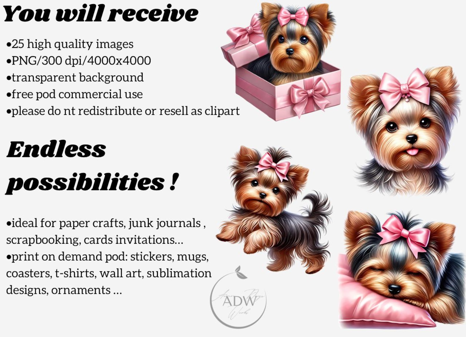 Yorkshire Terriers Clipart, 25 PNG Adorable Yorkie Graphics, Cute ...