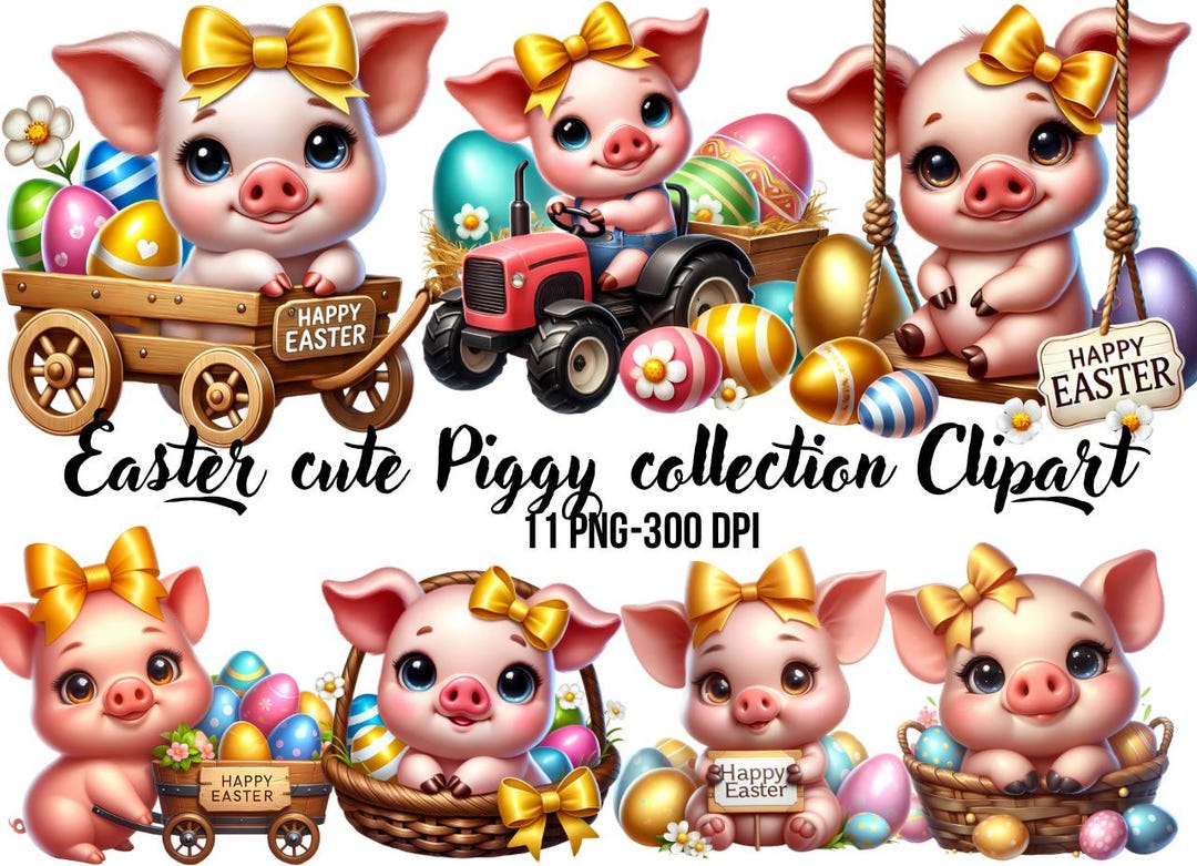 Easter Piggy Clipart 11 PNG -images Pig, Spring Clipart, Cartoon Piggy ...