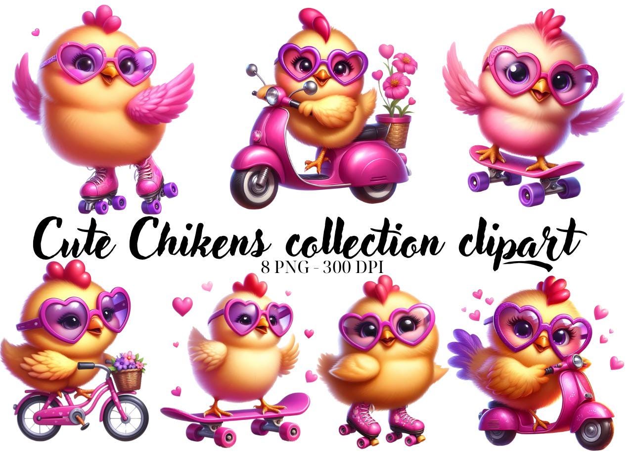 Cute Chickens Clipart, Pink Chickens PNG, Chicken Clipart, Chicken of ...
