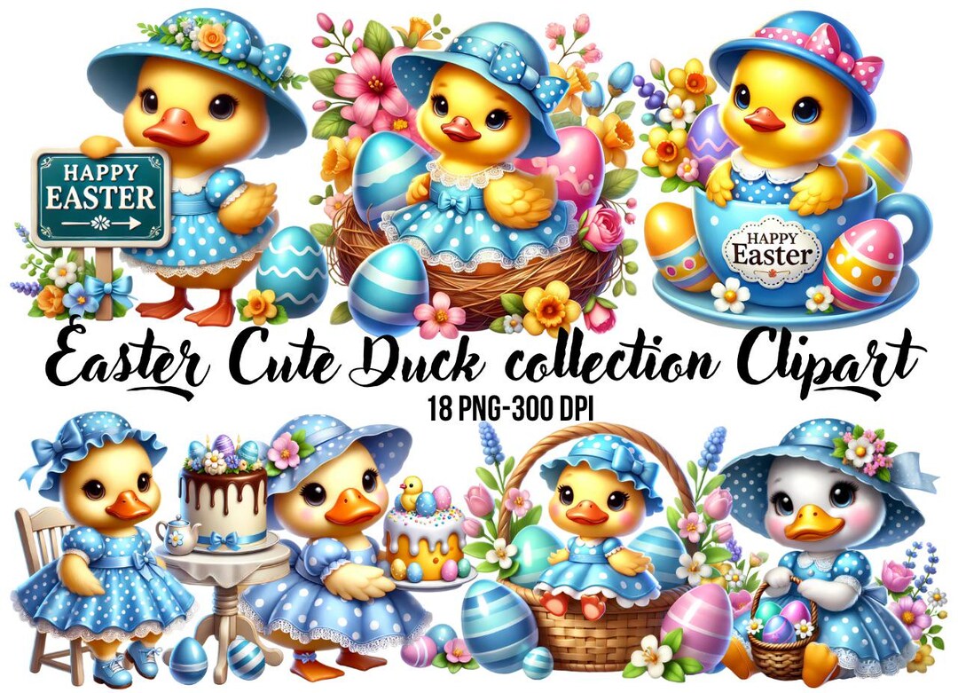 Easter Cute Duck Clipart Bundle, Easter Bundle Clipart, Easter Duck ...